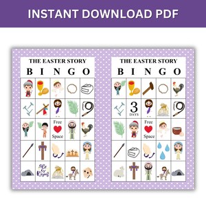 Printable Easter Story Bingo | 30 Bible Easter Bingo Cards | Sunday ...