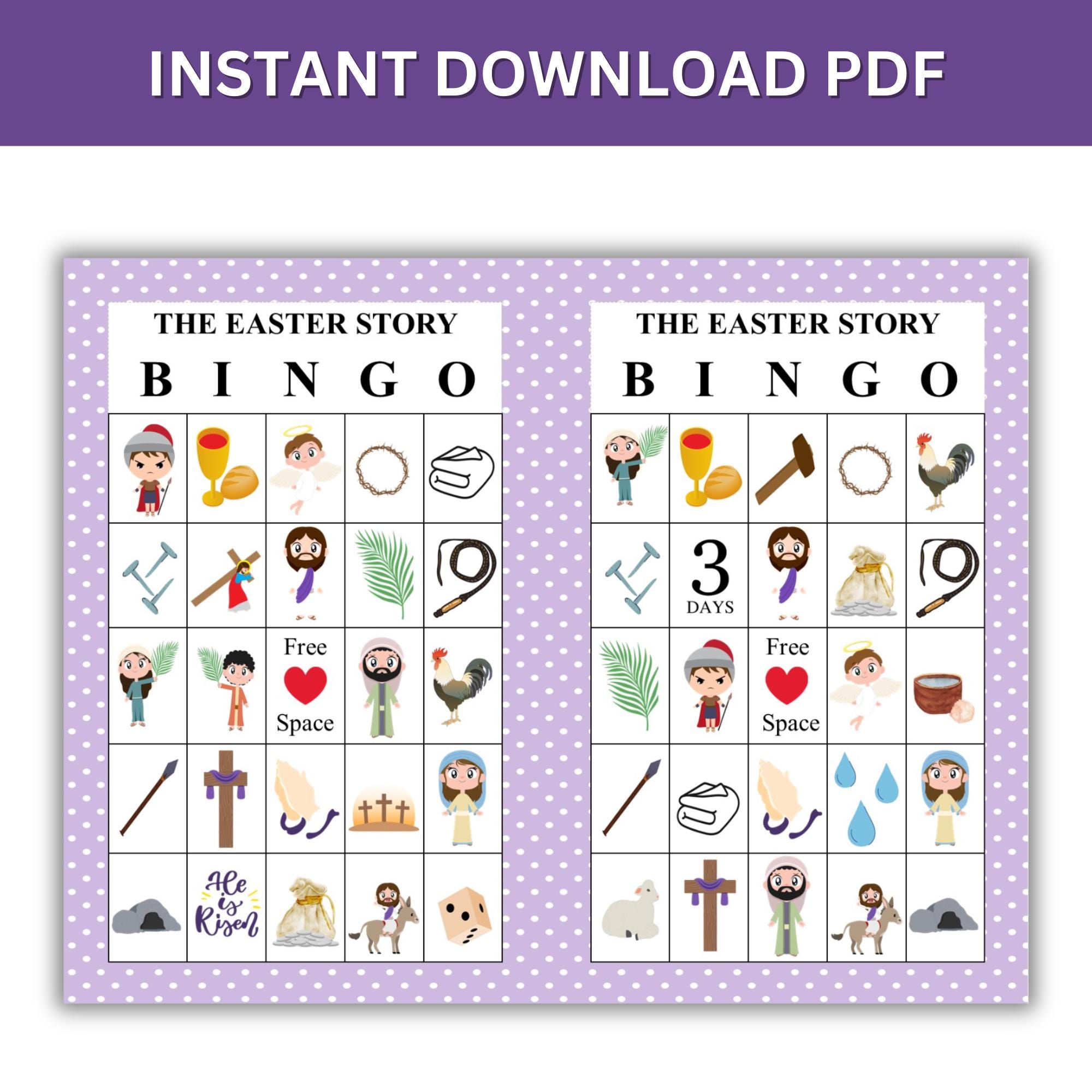 Easter Story Bingo: 30 Christian Cards, Sunday School Game (instant ...