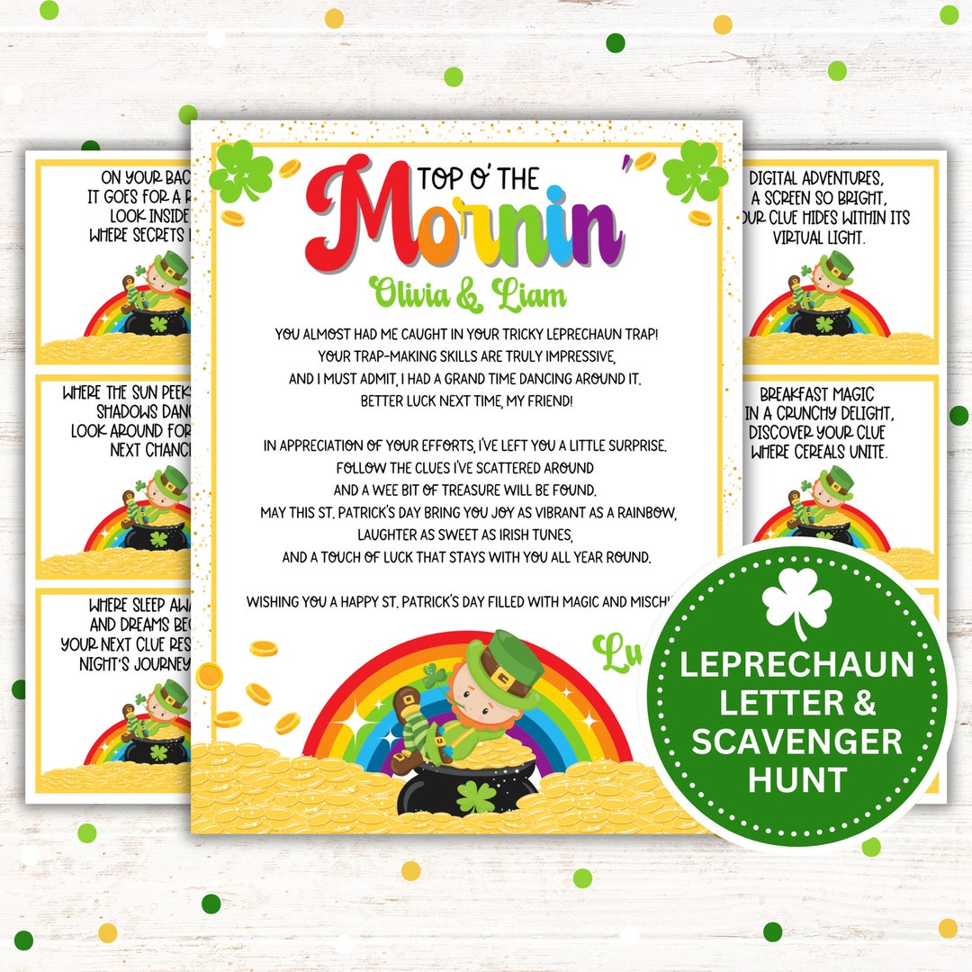 Leprechaun Letter & Scavenger Hunt Printable Canva Editable Instant ...
