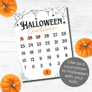Halloween Countdown Calendar for Kids Halloween Wall Art for - Etsy