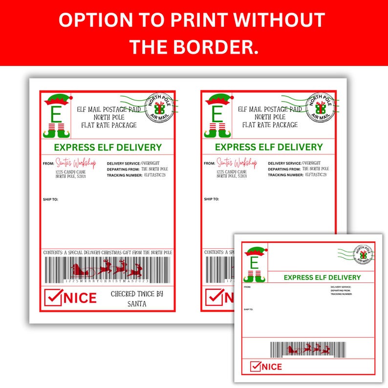 Elf Mail Printable Christmas Label, Santa Shipping Label, North Pole ...