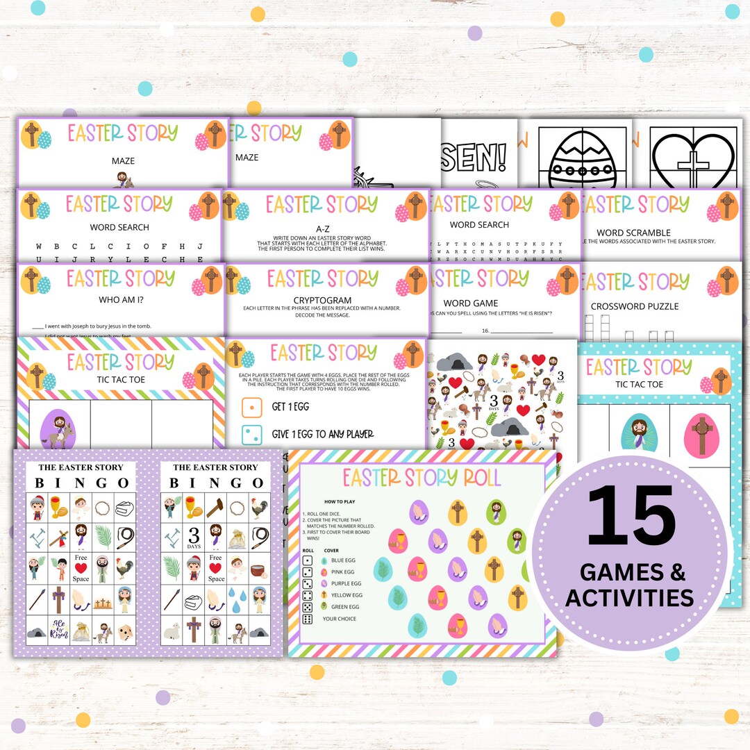 Easter Story Game Bundle - 15 Activities - Instant Download PDF - 8.5 X ...