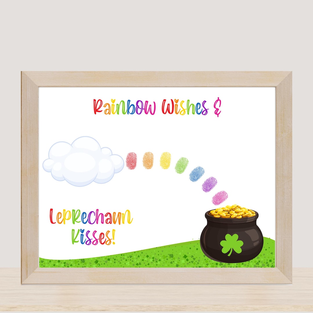 St. Patrick's Day Handprint Craft: Rainbow Thumbprint Art (instant ...