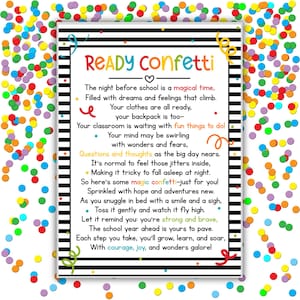 Ready Confetti Poem and Tag Printable, Back to School Gift (PDF) - Etsy