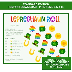 Leprechaun Roll St. Patrick's Day Game, Kids St. Patrick's Day Math ...