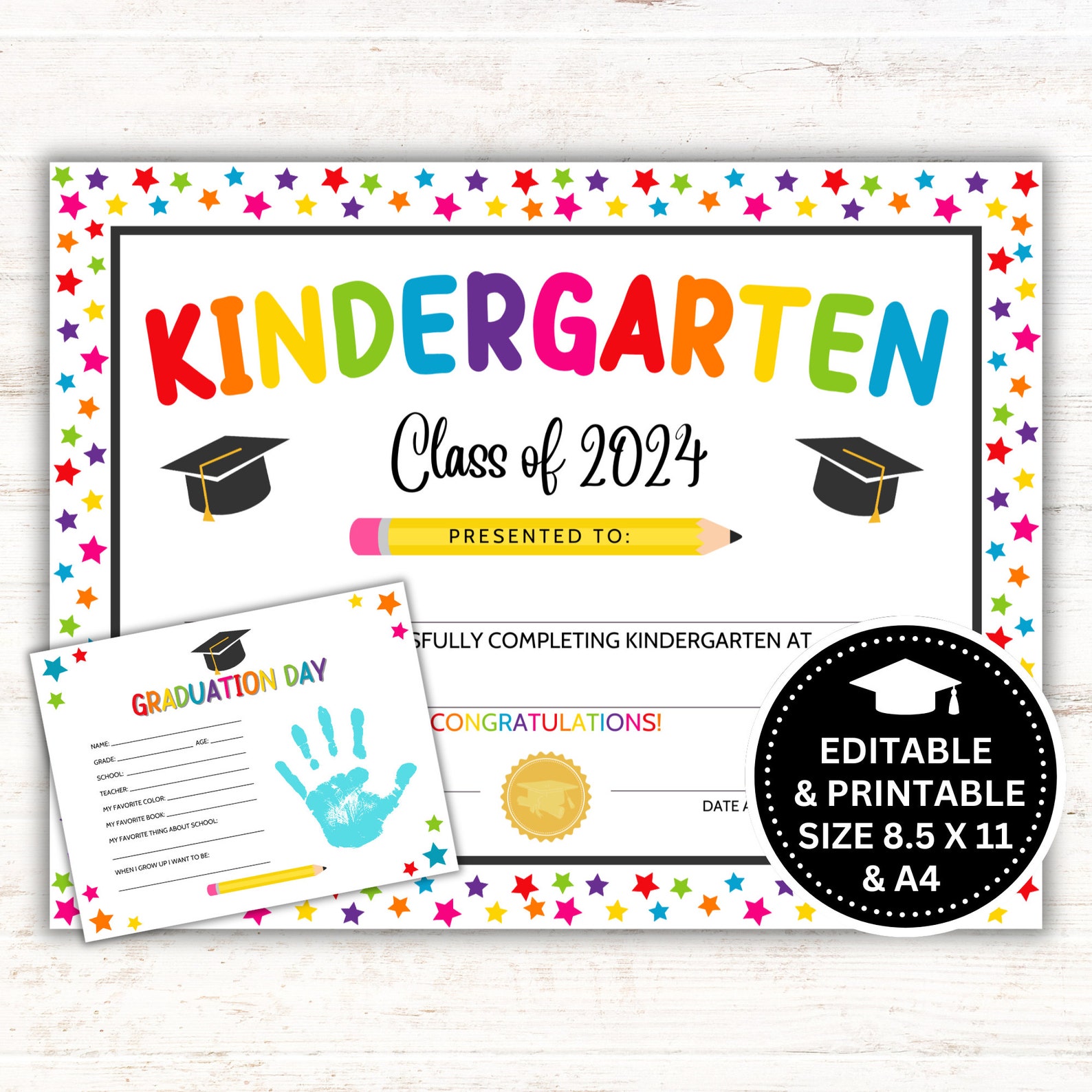 Editable Kindergarten Graduation Certificate, Kindergarten Graduation ...