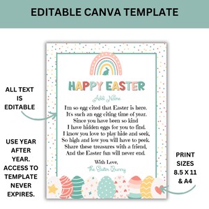Editable Easter Bunny Letter, Printable Easter Bunny Letter, Editable ...