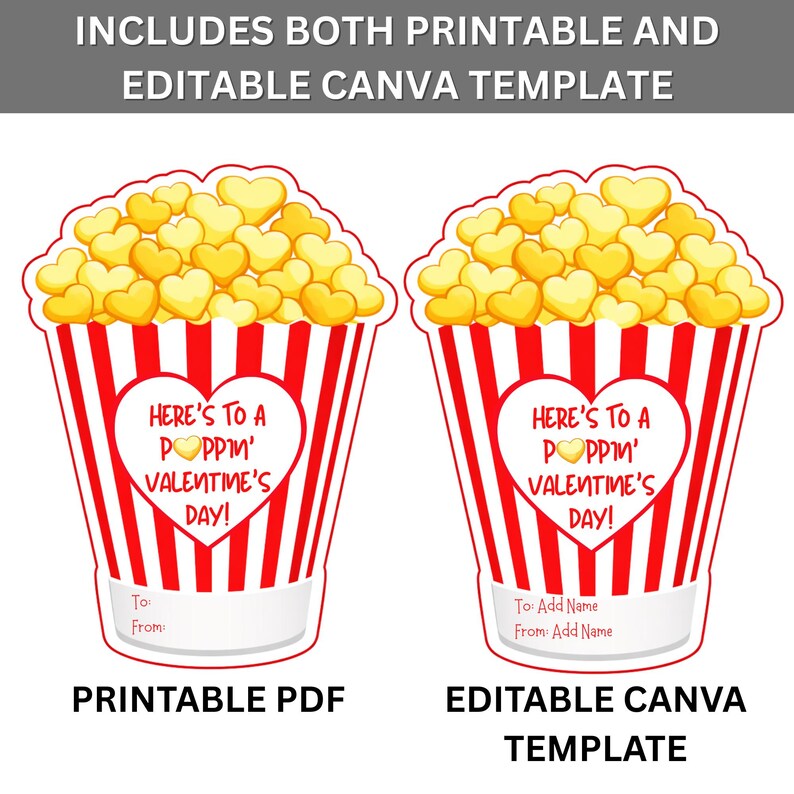 Have a Poppin Valentine Tag | Printable Popcorn Valentine | Editable ...