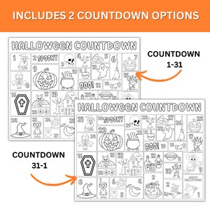Halloween Countdown Coloring Printable | 31-day Countdown | Instant ...