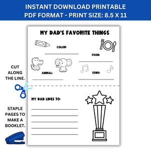 Printable Father's Day Booklet - Fun Prompts for Kids to Complete About ...