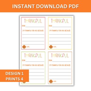 Thanksgiving Gratitude Cards: Printable Thankful Cards (instant ...