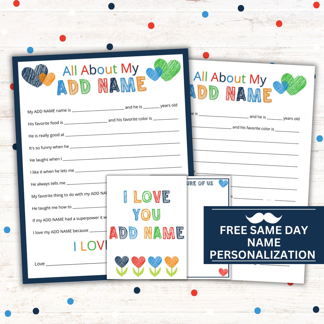 Personalized Father's Day Questionnaire, Printable Gift (PDF) - Etsy