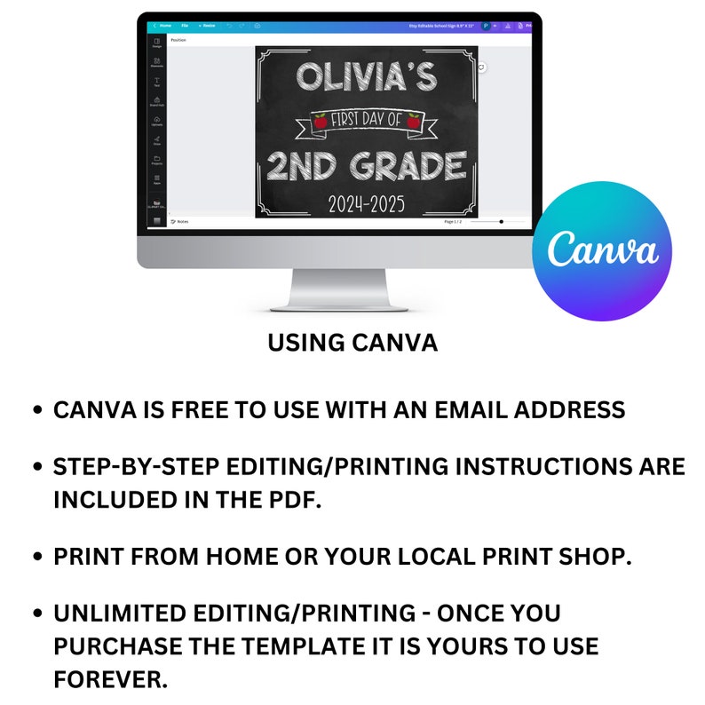 Editable Chalkboard School Sign | First & Last Day of School | Canva ...