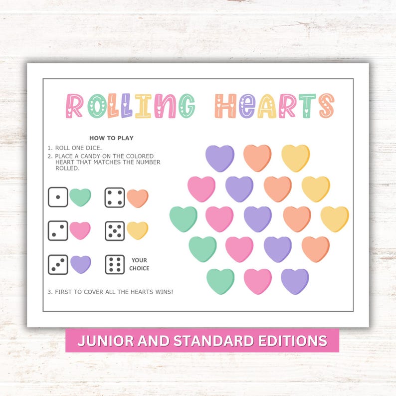 Valentine's Day Printable Games, Classroom Valentine Party, Rolling ...