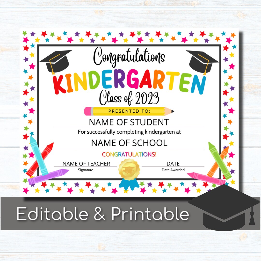 Editable Kindergarten Graduation Certificate, Kindergarten Graduation ...