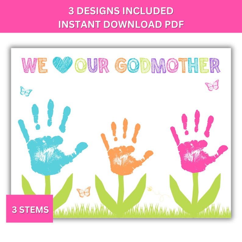 Godmother Gift - Godparents Day, I Love My Godmother Handprint Flower ...
