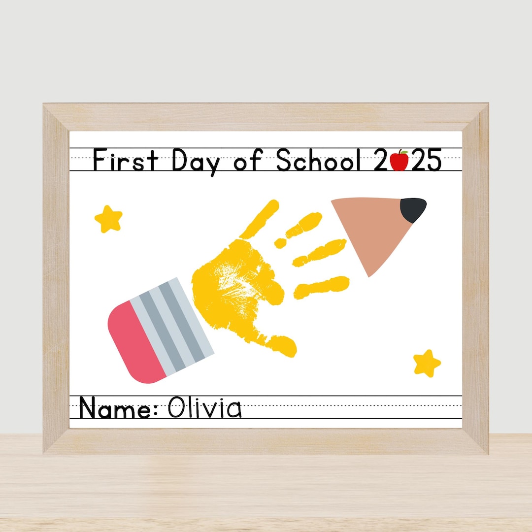 First Day of School Handprint Craft: Pencil Keepsake (PDF Download ...