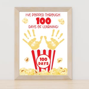 100th Day of School Handprint Craft | Popcorn Handprint Printable ...