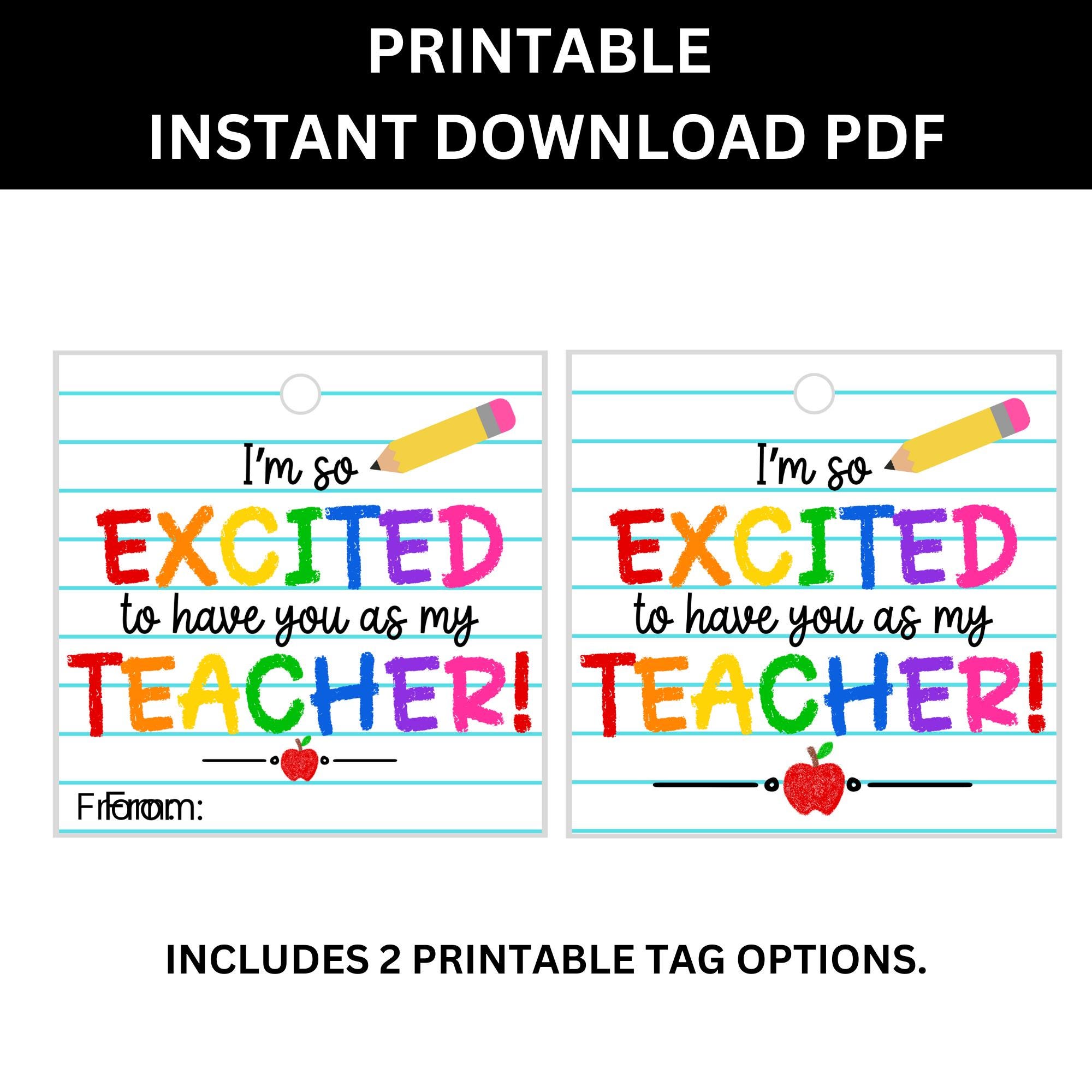 Teacher Gift Tag, Printable Back to School, Editable Template (PDF) - Etsy
