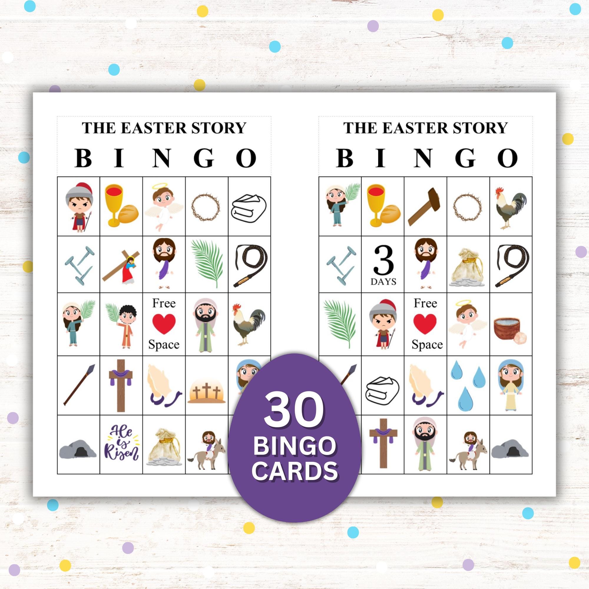 Easter Story Bingo: 30 Christian Cards, Sunday School Game (instant ...