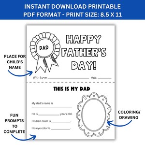 Printable Father's Day Booklet - Fun Prompts for Kids to Complete About ...