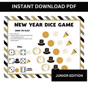 New Year Dice Game Printable | Fun 2025 Kids Game | New Year’s Eve ...