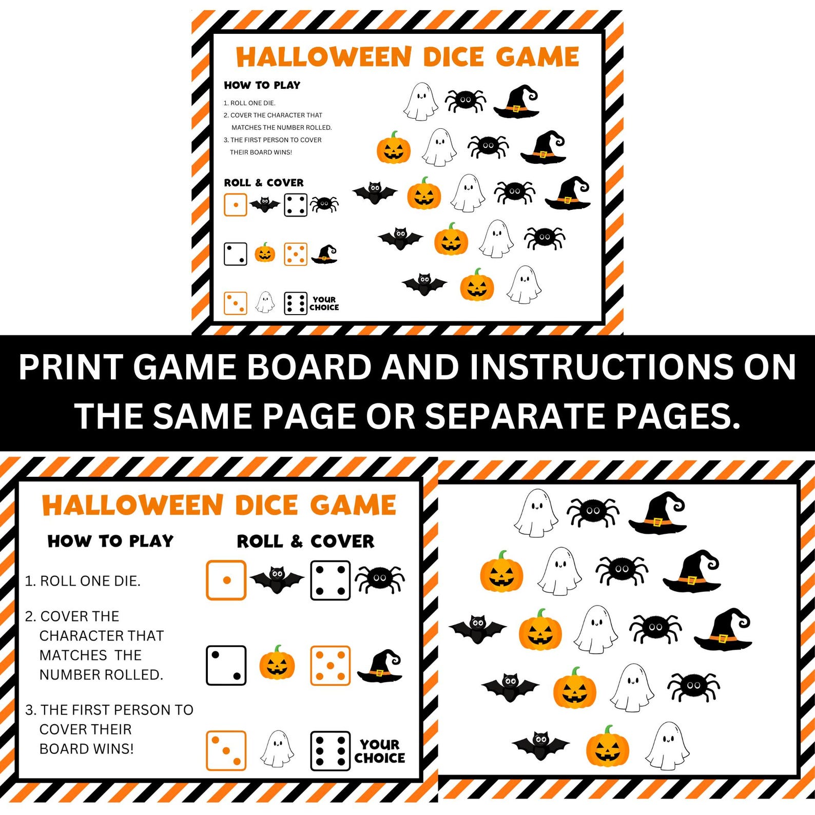 Printable Halloween Dice Game PDF, Classroom Party Activity, Kids Math ...