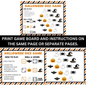 Printable Halloween Dice Game PDF, Classroom Party Activity, Kids Math ...