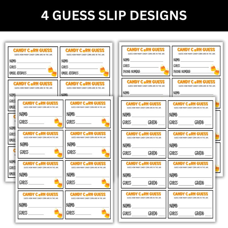 Candy Corn Guessing Game: Halloween Party, Classroom (instant PDF ...