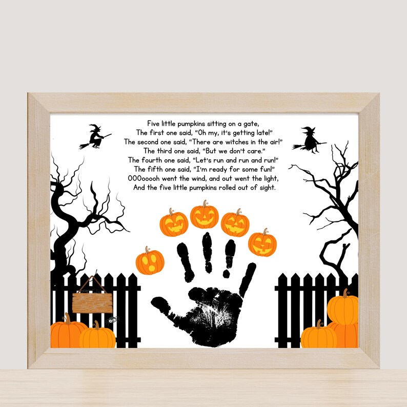 Five Little Pumpkins Handprint Craft, Kids Halloween Halloween Poem ...