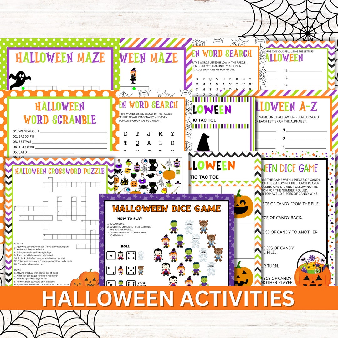 Printable Halloween Game & Activity Bundle 10 Spooky Fun Games Instant ...
