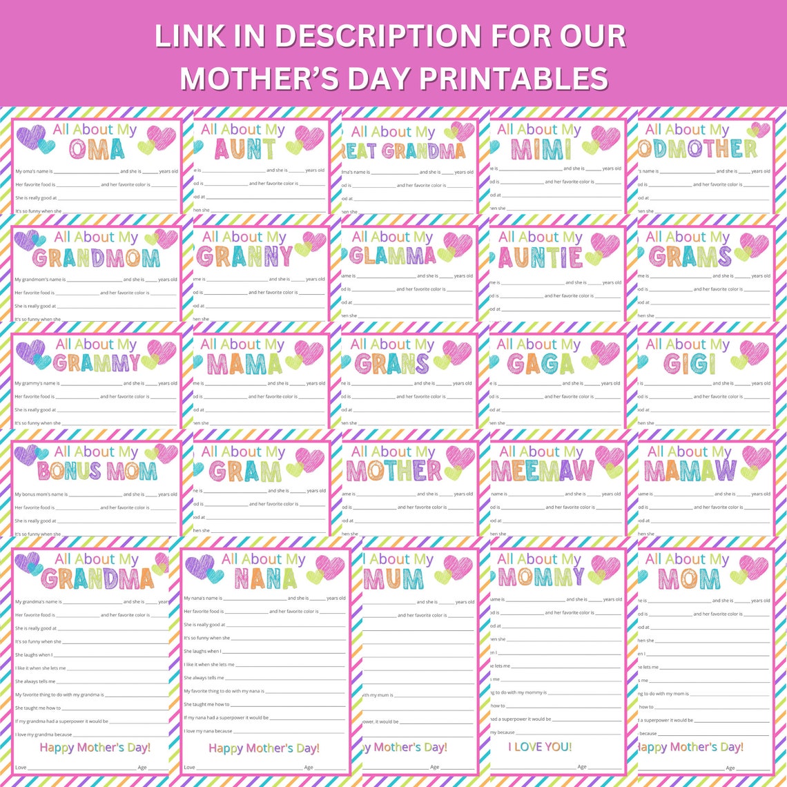 All About My Abuelo Printable Gift: Abuelo Birthday, Father's Day (PDF ...