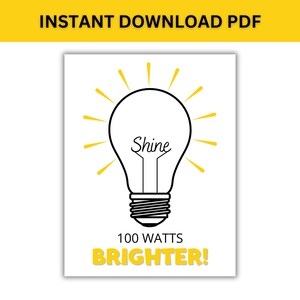 100th Day of School Handprint Craft | "100 Watts Brighter" Printable ...