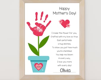Mother's Day Handprint Craft for Kids | Gift for Mom | Flower Poem ...