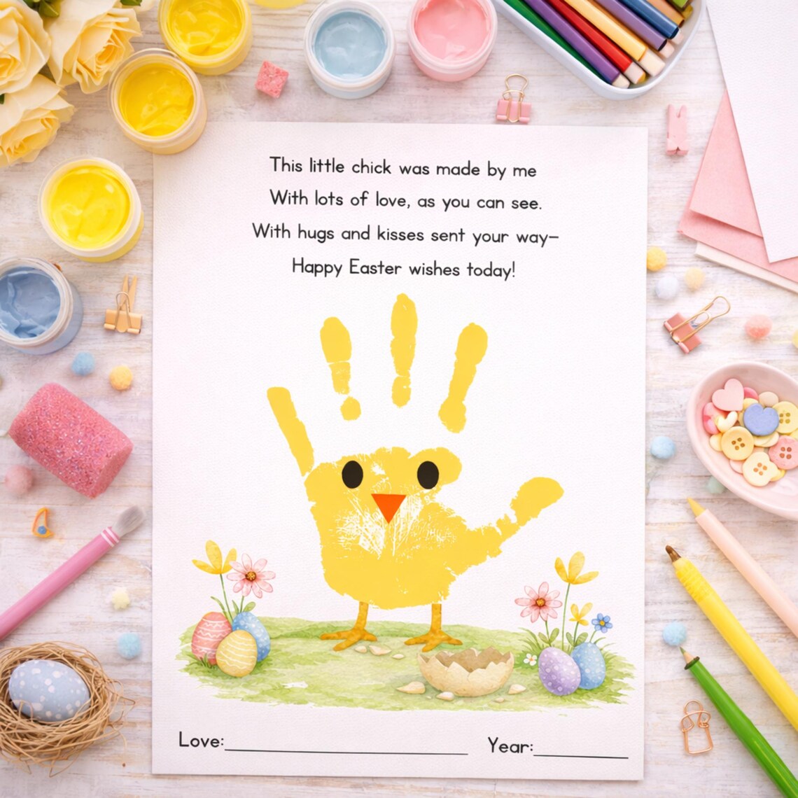 Easter Chick Handprint Poem Craft, Kids Keepsake (instant Download) - Etsy