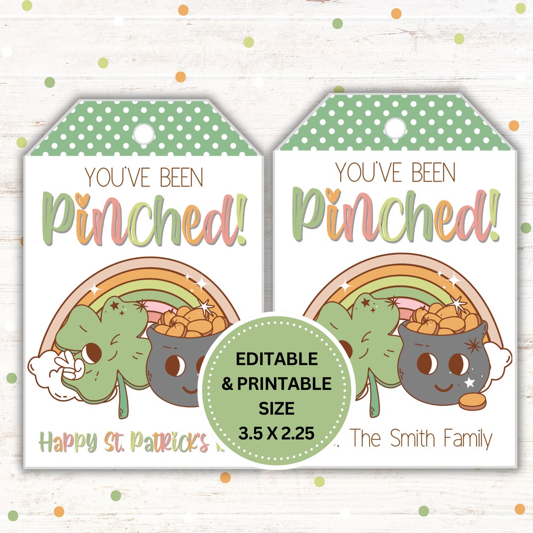 You've Been Pinched Printable Gift Tag Editable and Instant Download ...