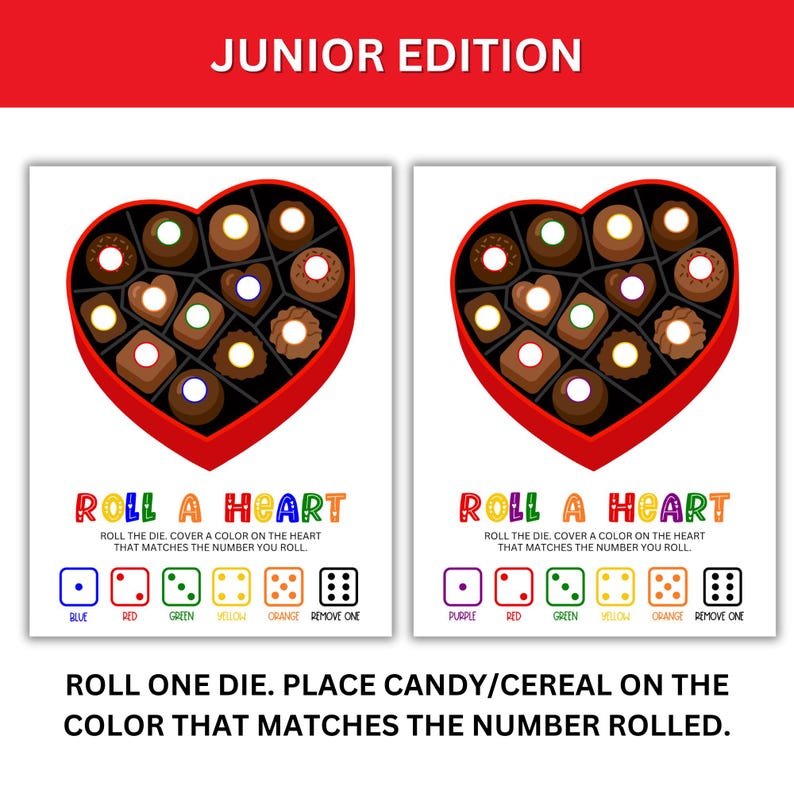 Roll a Heart Valentine Game | Printable Activity for Kids | Classroom ...