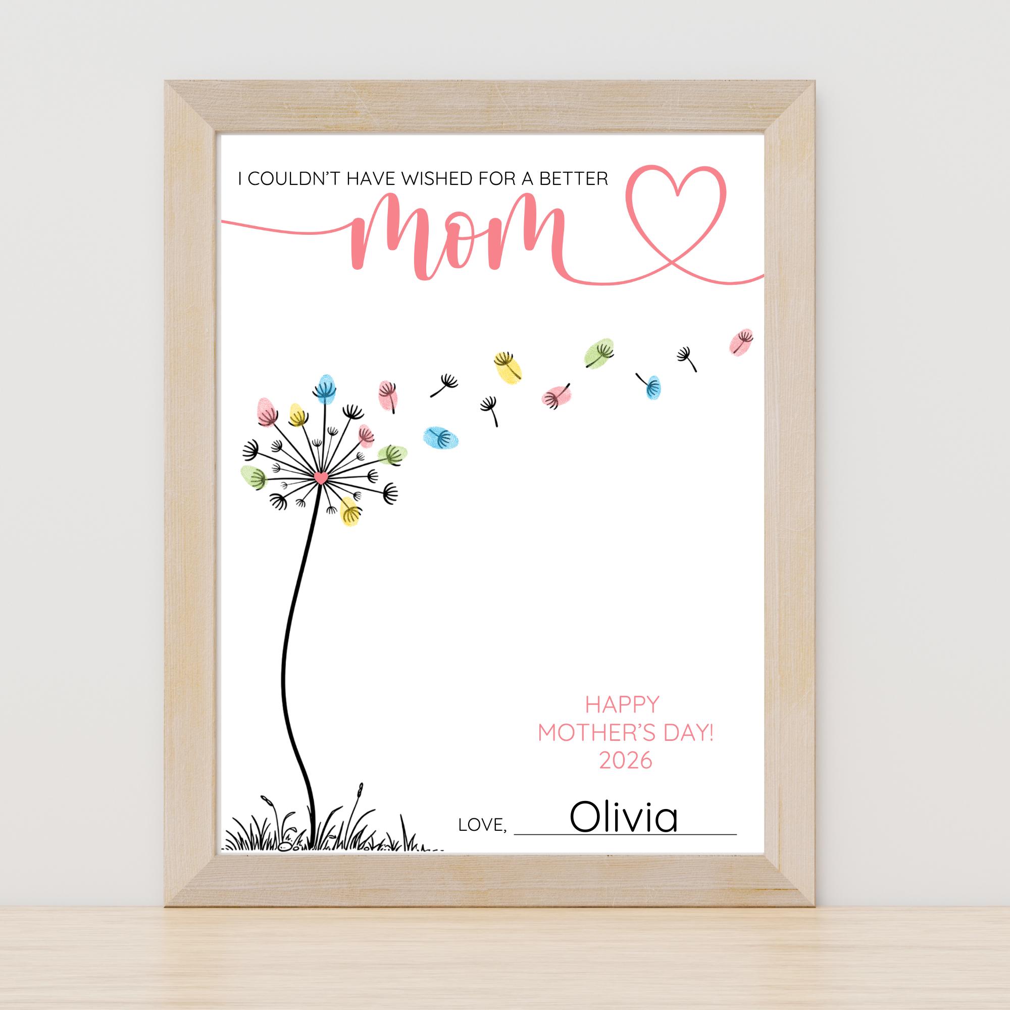 Mother’s Day Handprint Craft Printable, Fingerprint Art Gift for Mom ...
