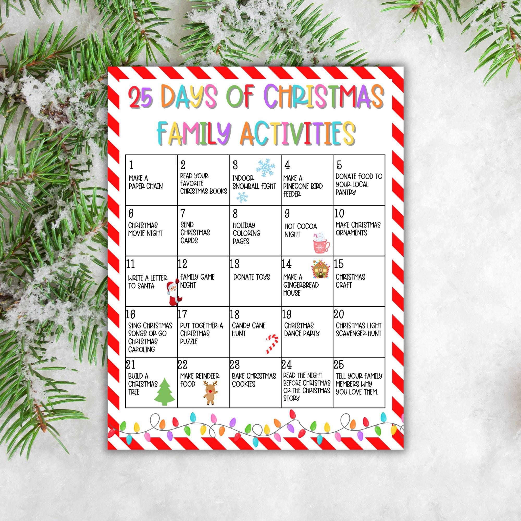 25 Days of Christmas Family Activities Kit (editable Canva Calendar ...