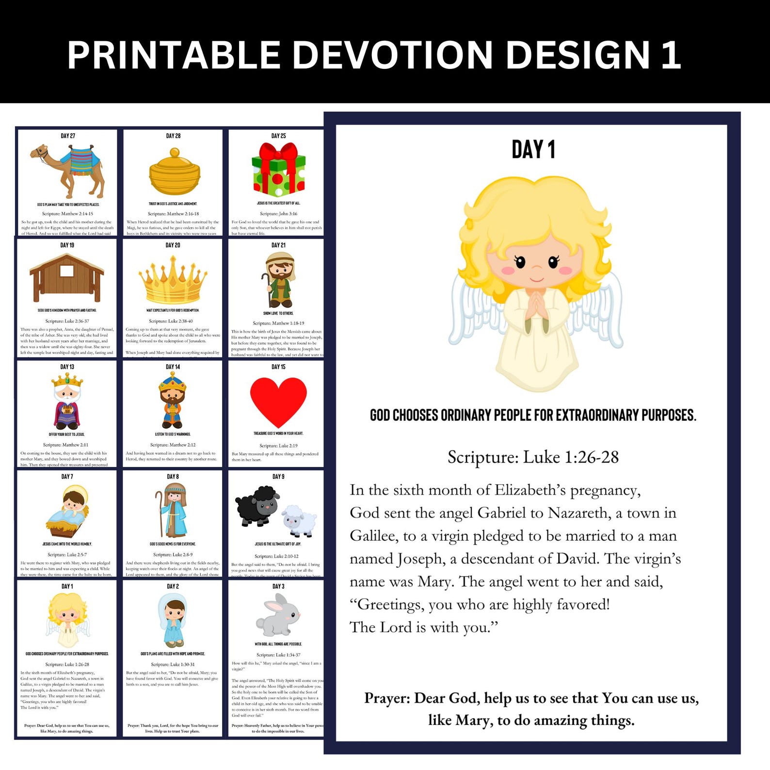 Nativity Advent Printable, 31-day Christmas Devotional for Kids ...
