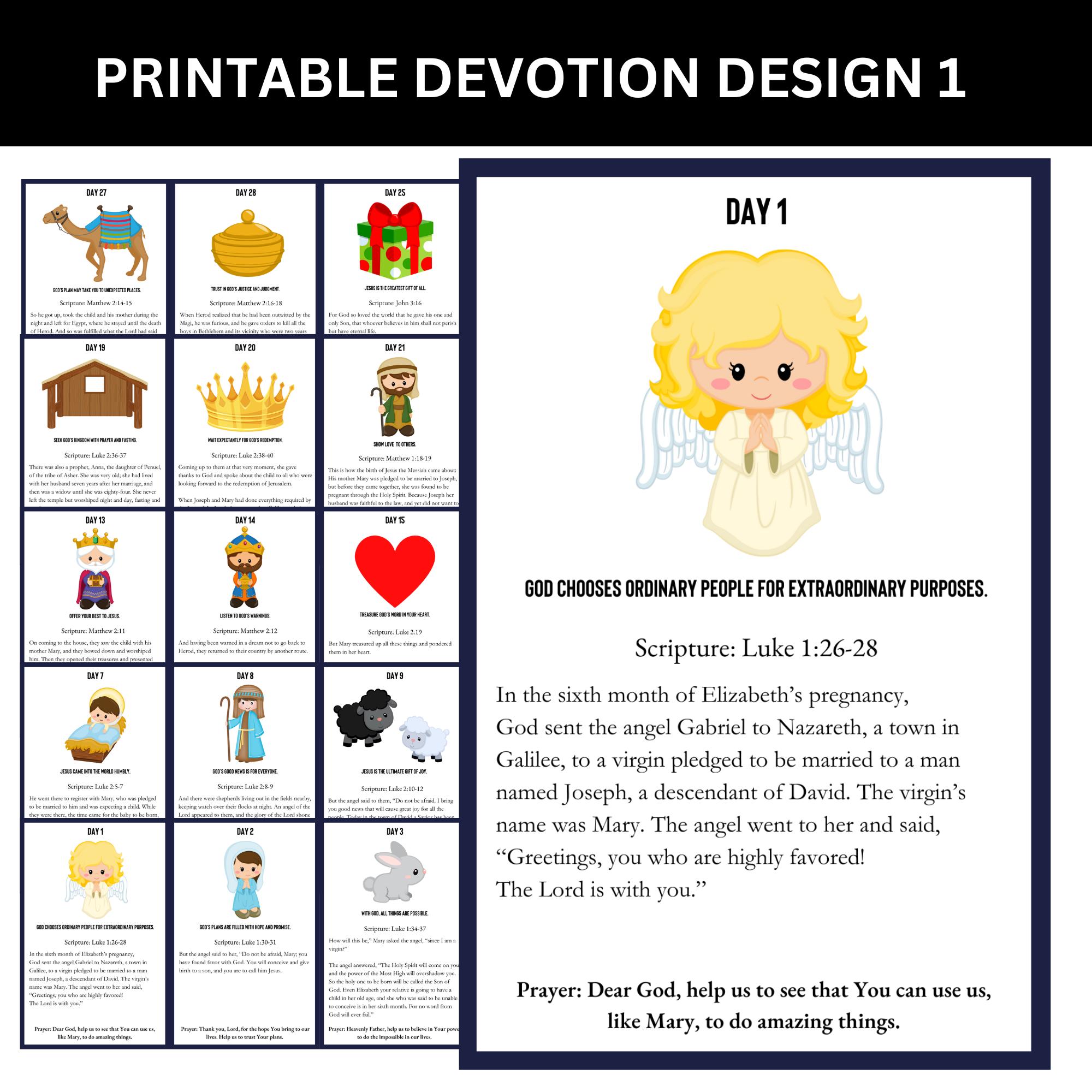 Nativity Advent Printable, 31-day Christmas Devotional for Kids ...