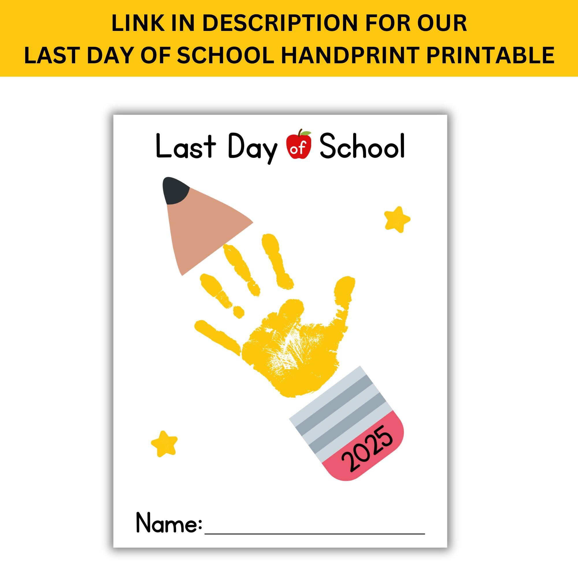 First Day of School Handprint Art: Pencil Keepsake (PDF Download ...