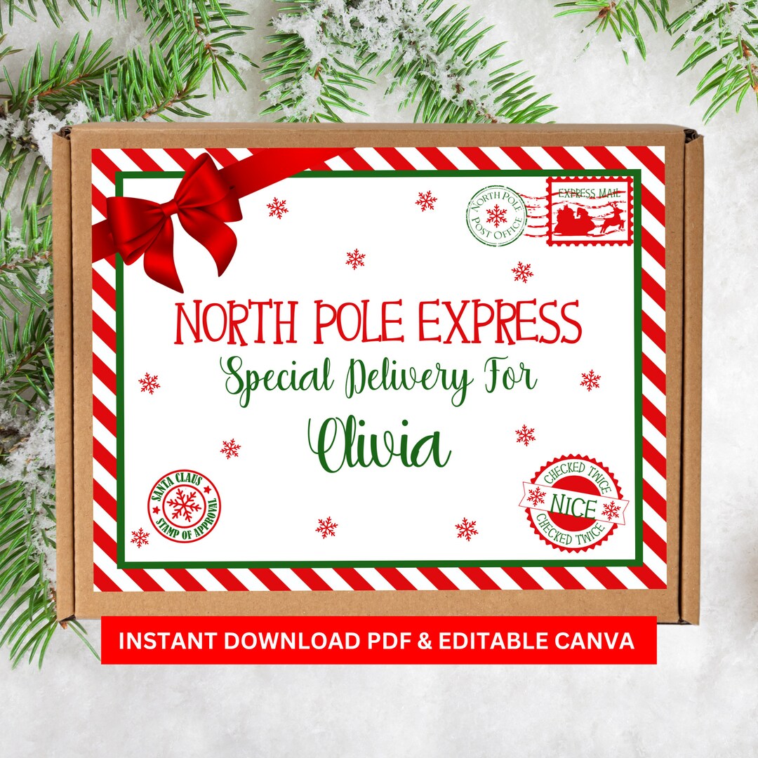 Christmas Eve Box Editable Template | Printable Santa Label | North ...