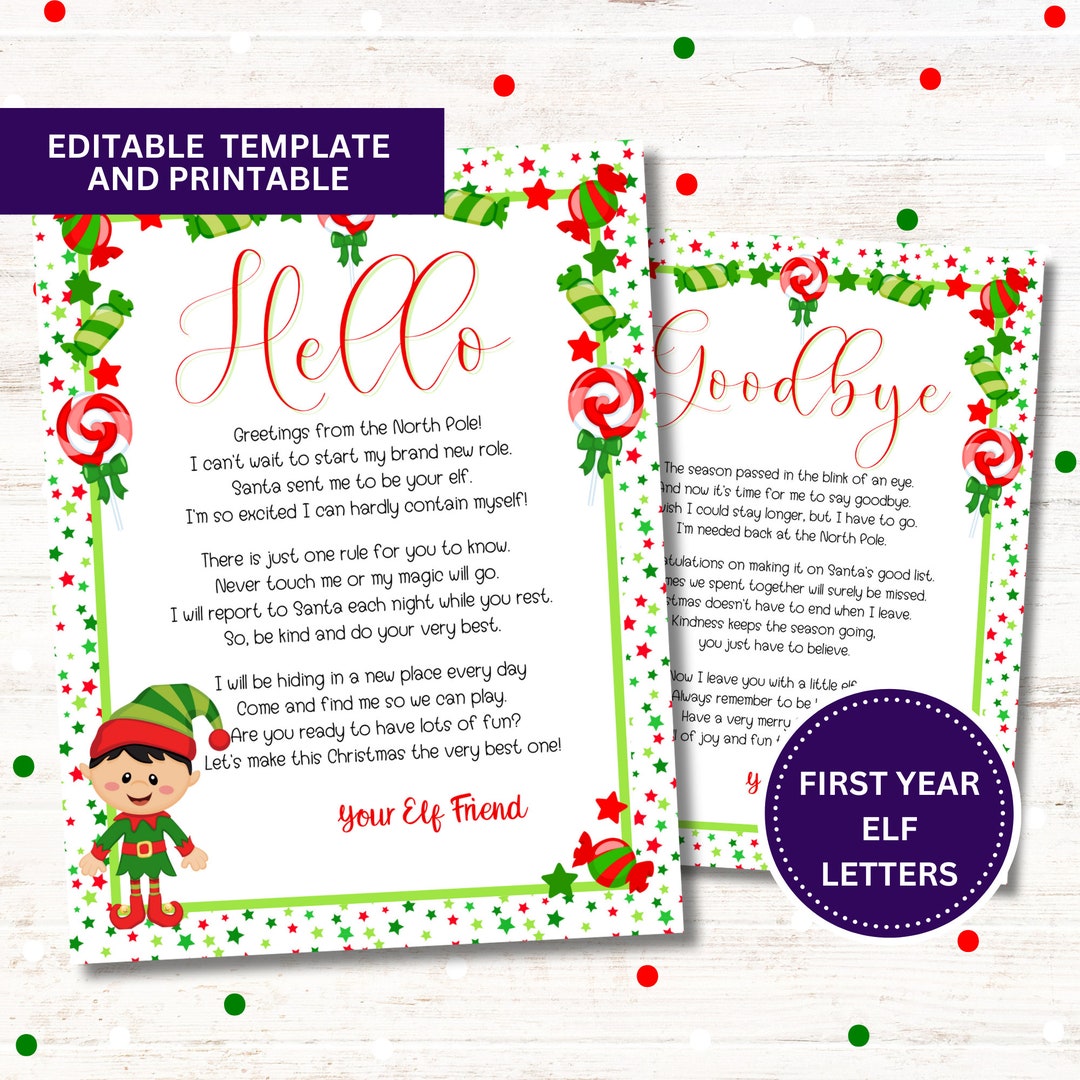New Elf Arrival and Departure Letters, First Year Elf Arrival, Editable ...