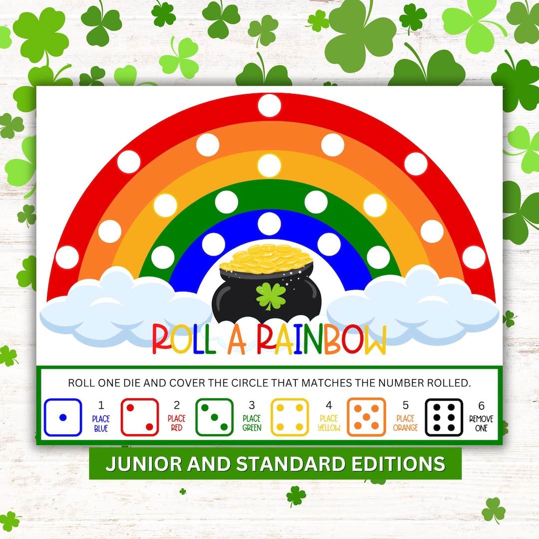 Roll a Rainbow Game - St. Patrick’s Day Printable - Instant Download ...