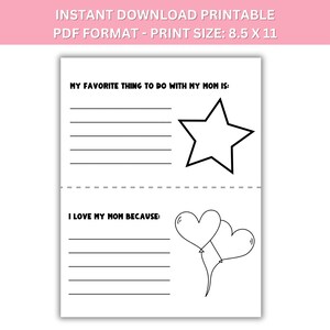 Printable Mother's Day Booklet - Fun Prompts for Kids to Complete About ...