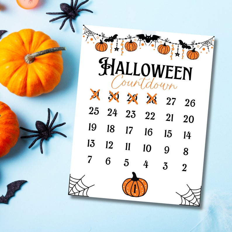 Halloween Countdown Printable | Halloween Decor | Instant Download PDF ...
