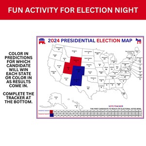 2024 Presidential Election Printable, Election Night Game, Electoral ...