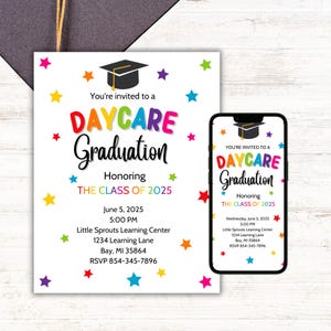 Editable Daycare Graduation Invitation, Canva Template, 8.5x11 & A4 ...
