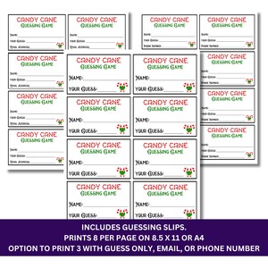 Printable Guess How Many Candy Canes Game Holiday Party Activity 8.5x11 ...